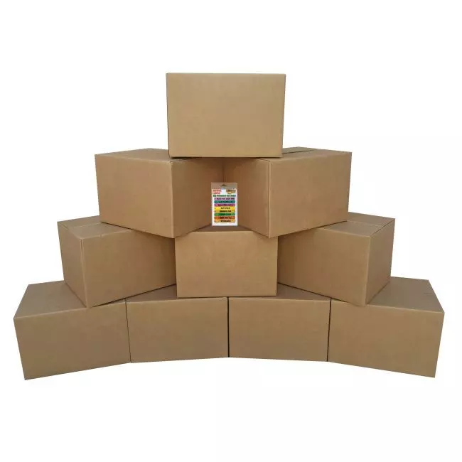Medium Moving Boxes - Pack of 10 - 18"x14"x12" & Moving Labels